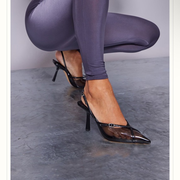 PrettyLittleThing | Shoes | Plt Black Slingback Heels | Poshmark